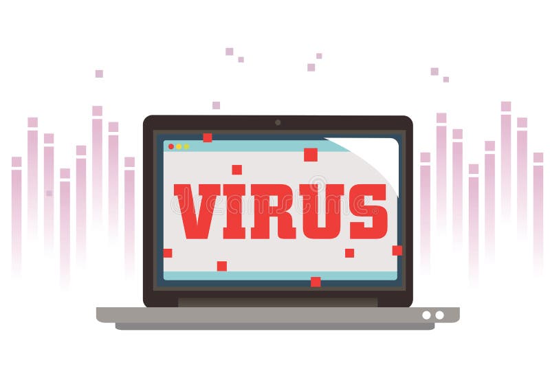 Virus on a laptop screen stock vector. Illustration of error - 236417995
