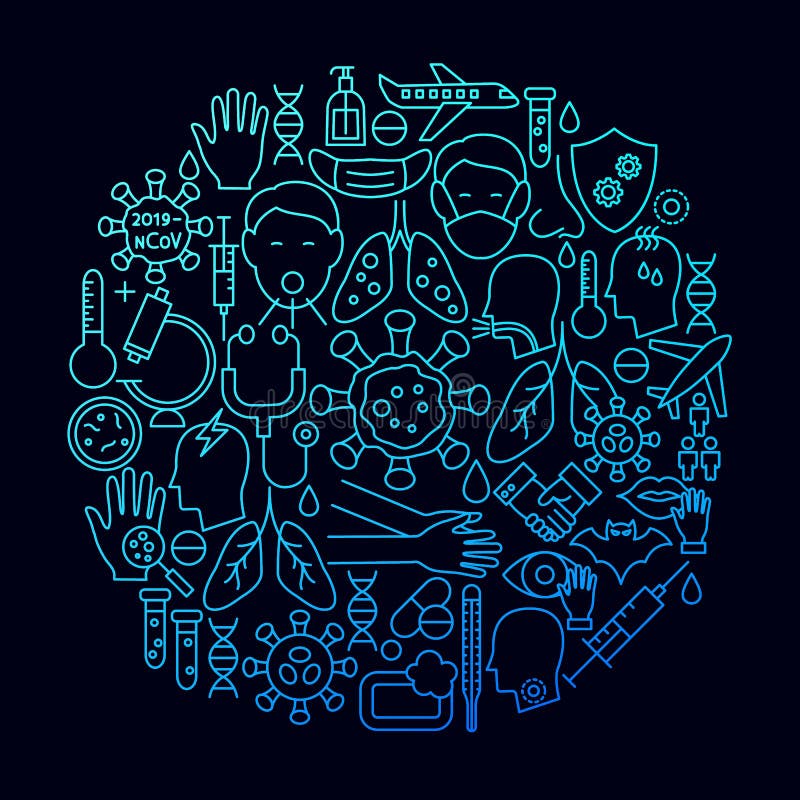 Virus Line Icon Circle Concept Stock Vector - Illustration of nose ...