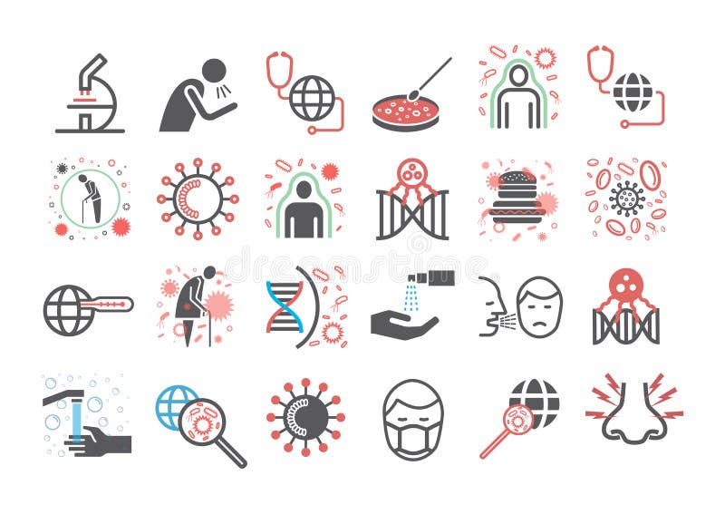 Virus Line Icons. Vector Signs for Web Graphics. Stock Vector ...