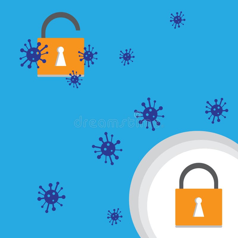 Virus Lock protection stock vector. Illustration of vector - 176851208