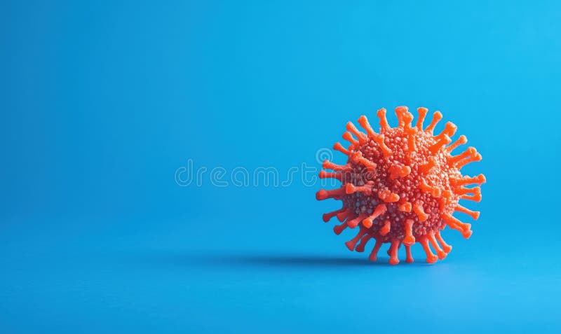 Virus Model Representation on Blue Background Showcasing Detailed ...