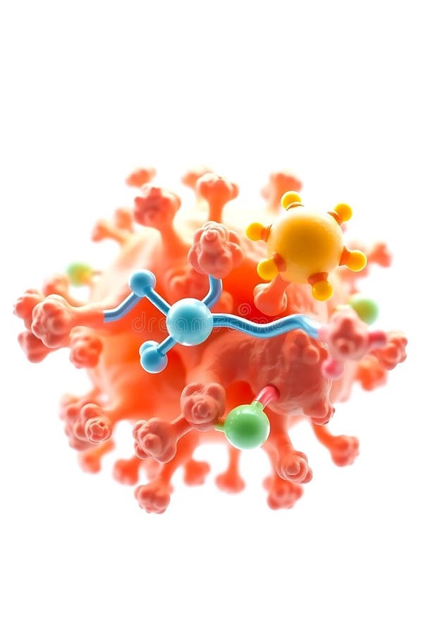 A Virus Model Showing Molecular Interaction Stock Photo - Image of ...