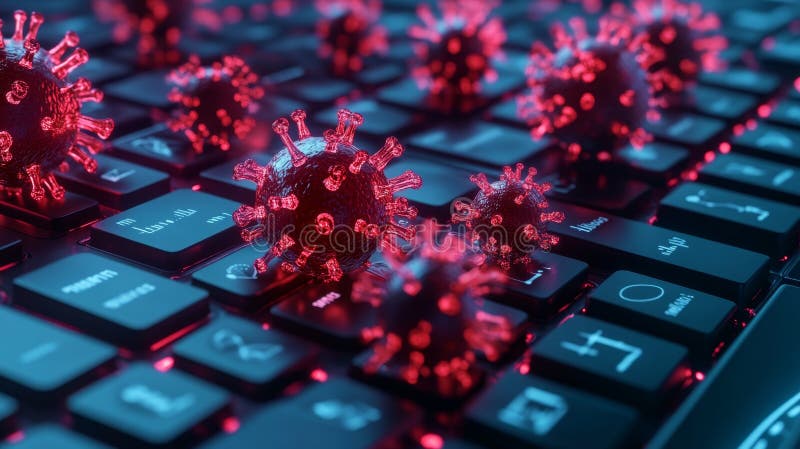 Virus Models on Computer Keyboard Representing Digital Threats Online ...