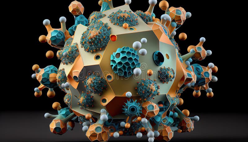 Virus Molecule Illustration, Bacteria Particle Generative Ai Stock ...