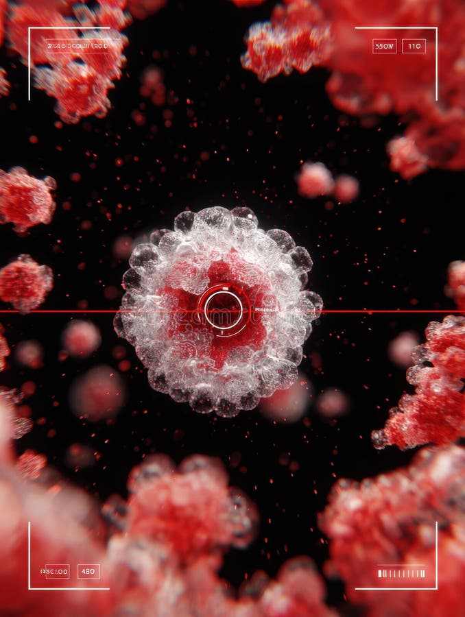 Virus Multiplication Process Depicted in Digital Animation with Red ...