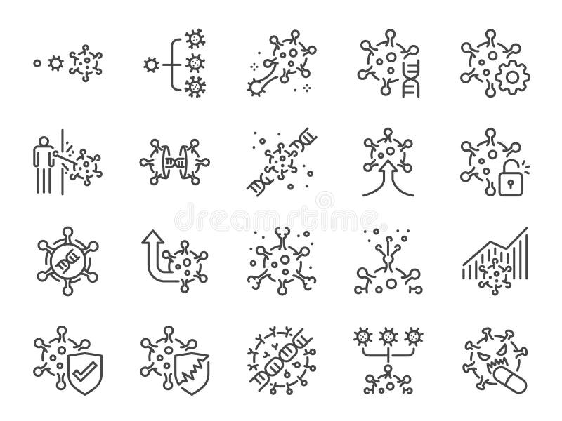 Virus Icon Set. Included Icons As Colony of Bacteria, Bacteria ...