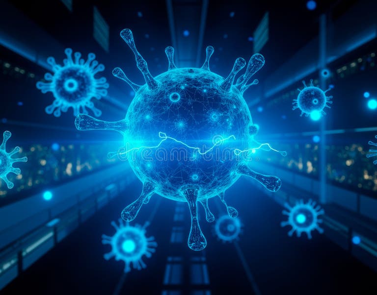 Virus Mutation Sequence in a Futuristic Data Interface. a Glowing ...