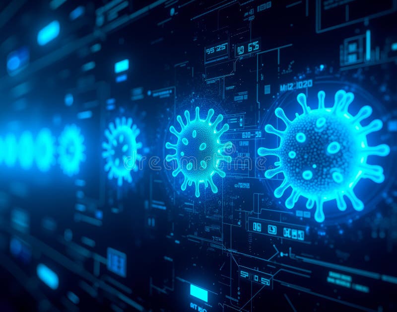 Virus Mutation Sequence in a Futuristic Data Interface. a Glowing ...