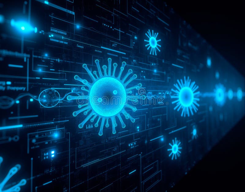 Virus Mutation Sequence in a Futuristic Data Interface. a Glowing ...