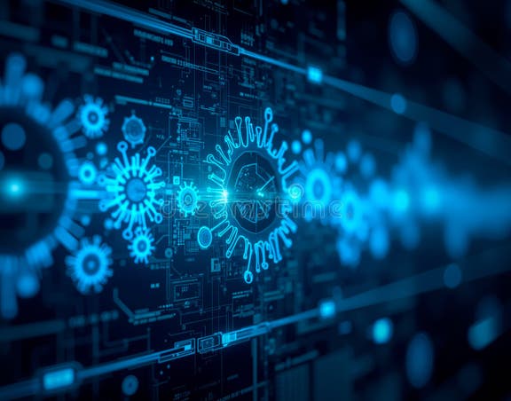 Virus Mutation Sequence in a Futuristic Data Interface. a Glowing ...