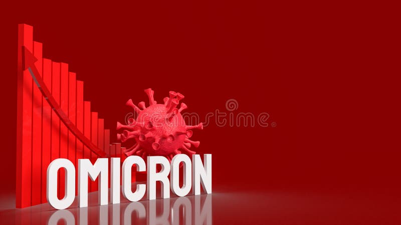 The Virus Omicron and Chart on Red Background 3d Rendering Stock ...