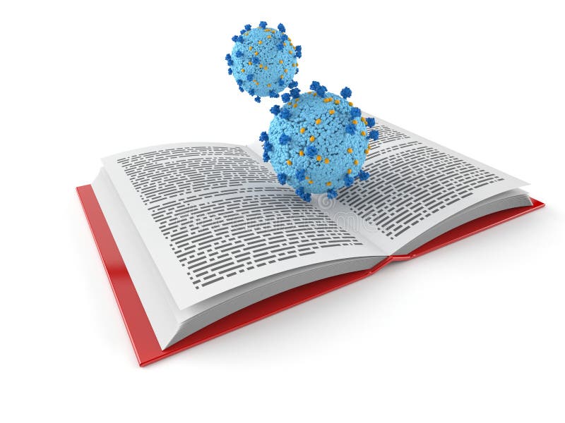 Virus on open book stock illustration. Illustration of microbiology ...
