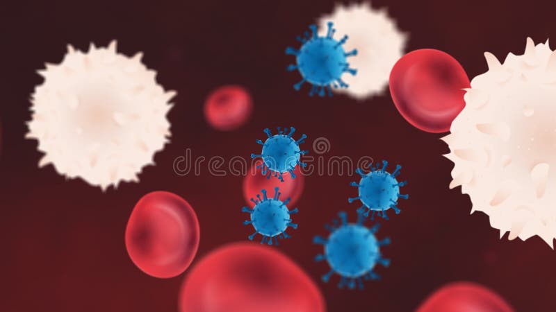 Virus Particles in Bloodstream with Blood Cells Stock Illustration ...