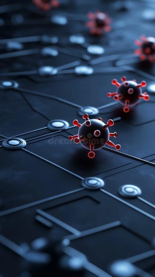 Virus Particles on a Digital Circuit Board Representing the ...