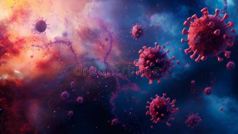 Virus Particles Floating in Colorful Microscopic World Stock Video ...