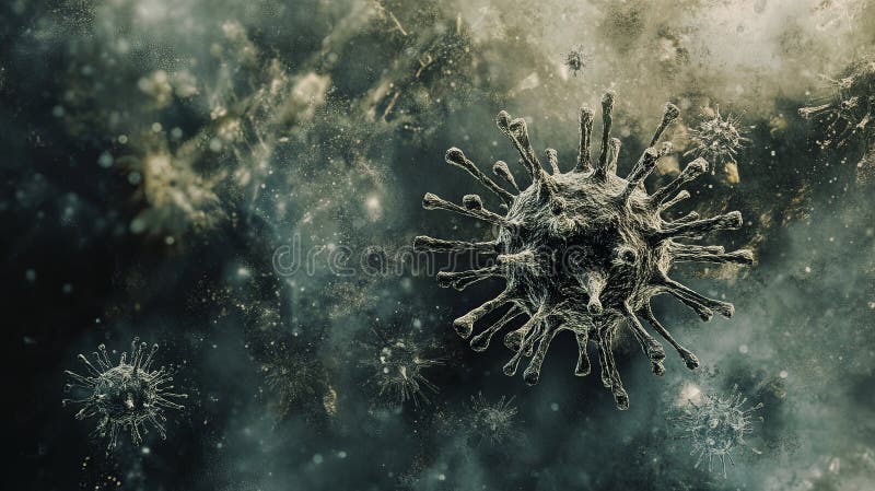 Virus Particles of HMPV Under a Microscope, Surrounded by Conceptual ...