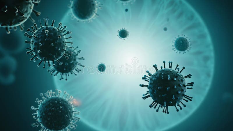 Virus Particles Illuminated by Rim Lighting, Replicating within a Cell ...