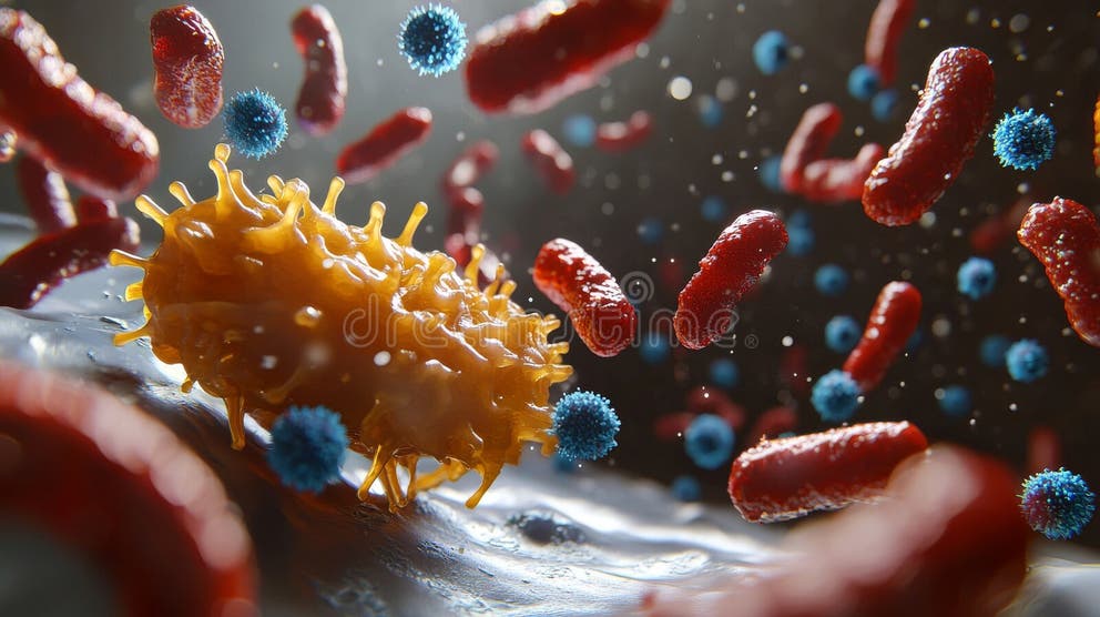 Virus Particles Illustrated in a Microscopic View. Stock Photo - Image ...