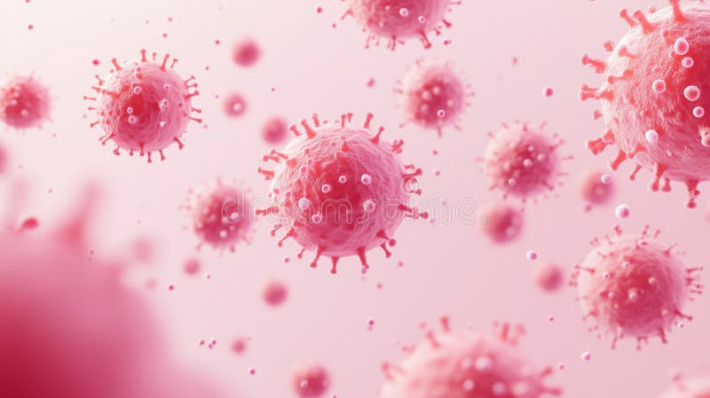 Virus Particles in Pink Background, Microscopic View Stock Photo ...
