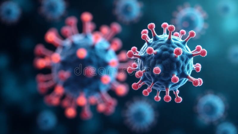 Virus Particles are Shown in a Close-up View with Vivid Colors and ...
