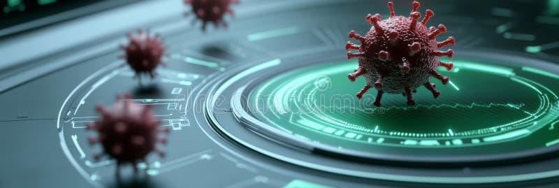 Visual Depiction of Virus Particles on a Futuristic Digital Display ...