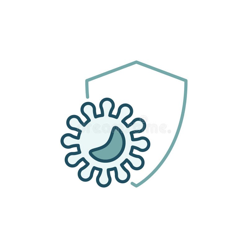 Virus Pathogen with Shield Colored Vector Icon Stock Vector ...