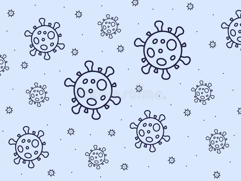 Virus Pattern Background with Light Blue Color and Line Style Stock ...