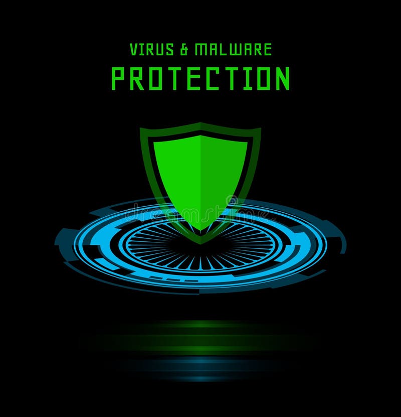 Virus Protection Concept on Dark Background Stock Vector - Illustration ...