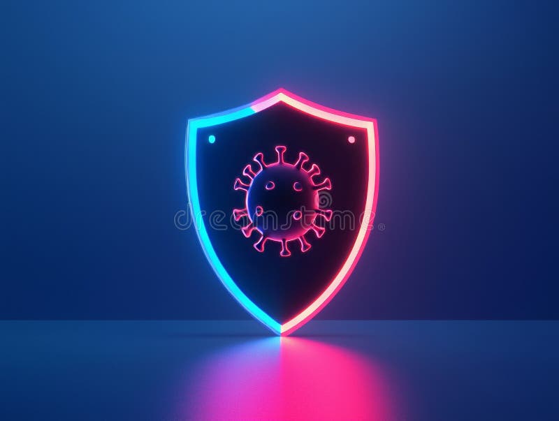 Virus Protection Illustrated in the Form of a Glowing Shield, so that ...
