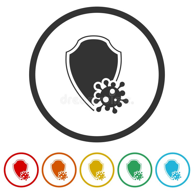 Virus Protection Ring Icon Color Set Stock Vector - Illustration of ...