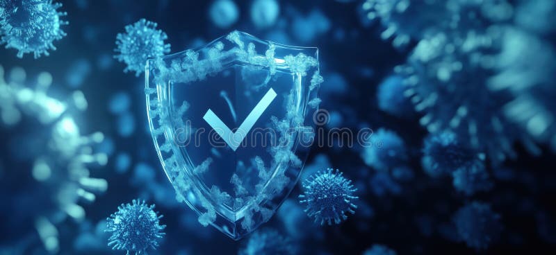 Virus Protection Shield with Check Mark, Digital Illustration of ...