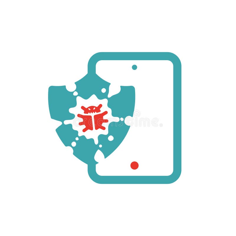 Virus Protection Shield Icon on Tablet Pc Laptop Vector Illustration ...