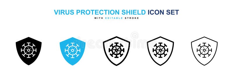 Virus Protection Shield Icon Vector Stock Illustration - Illustration ...