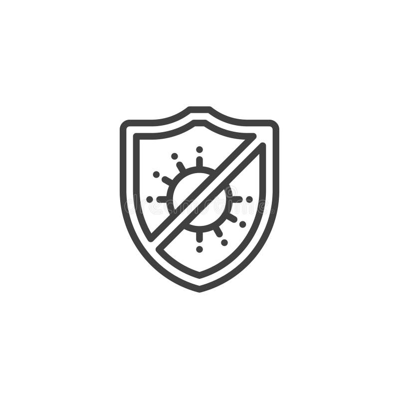 Virus Protection Shield Line Icon Stock Vector - Illustration of shield ...