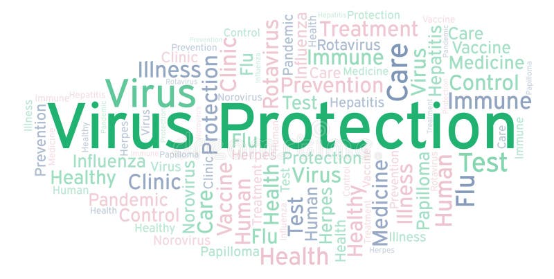 Virus Protection Word Cloud, Made with Text only. Stock Illustration ...