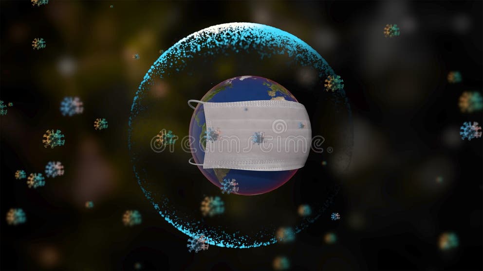 Virus Protective Measures. 3d Render Planet in Protective Mask Inside ...