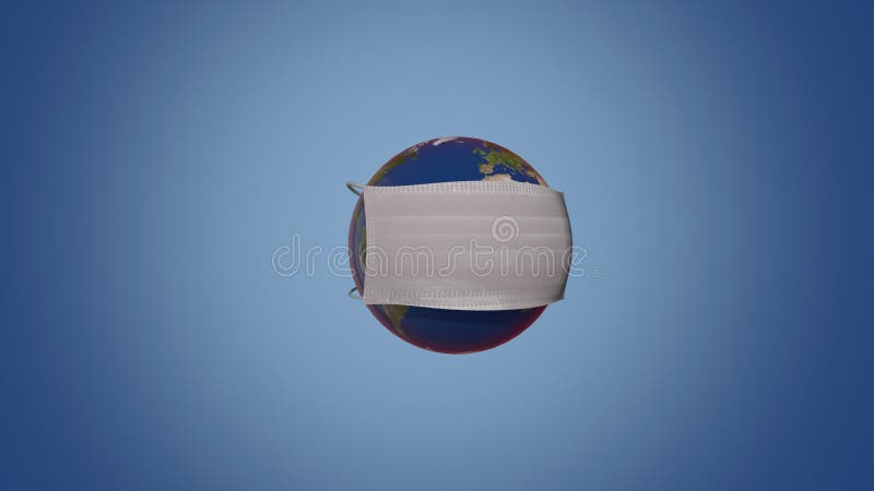 Virus Protective Measures. 3d Render Planet in Protective Mask Inside ...