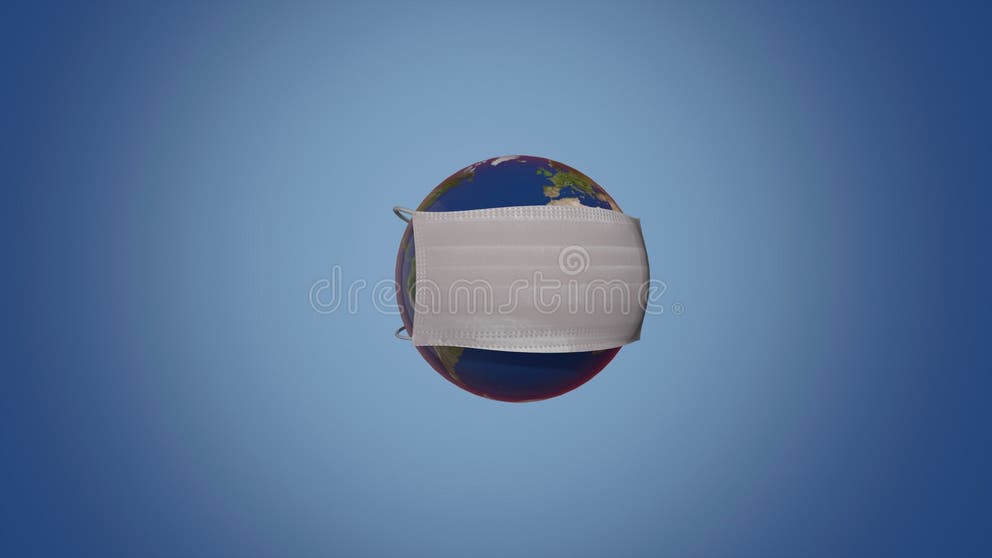 Virus Protective Measures. 3d Render Planet in Protective Mask Inside ...