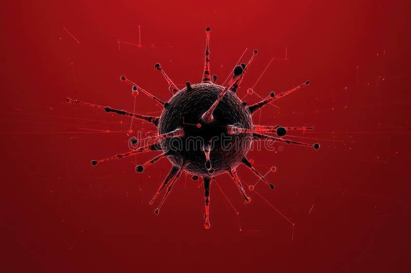 Virus on Red Background: Microbiology and Virology Concept - 3D ...