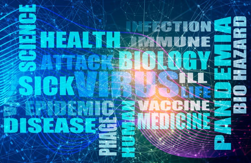Virus relative tags cloud stock illustration. Illustration of medicine ...