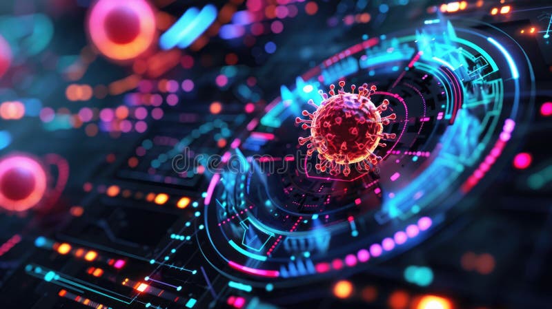 Virus Removal Process Visualized by Antivirus on a Dark Background ...