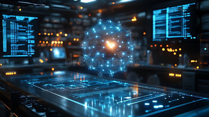 Virus Research Lab, Digital Analysis, Holographic Model, Futuristic ...