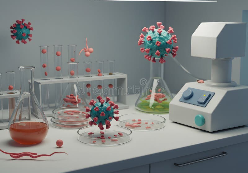 Virus Research Laboratory Equipment Stock Illustration - Illustration ...