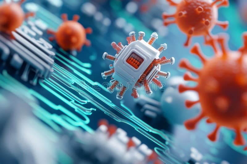 Virus Robotic Structure with Mechanical Components Floating in a ...