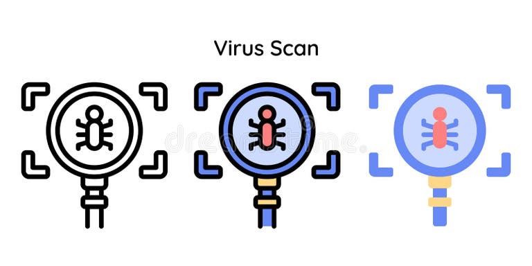 Virus Scan and Bug Icon stock vector. Illustration of symbol - 302970880