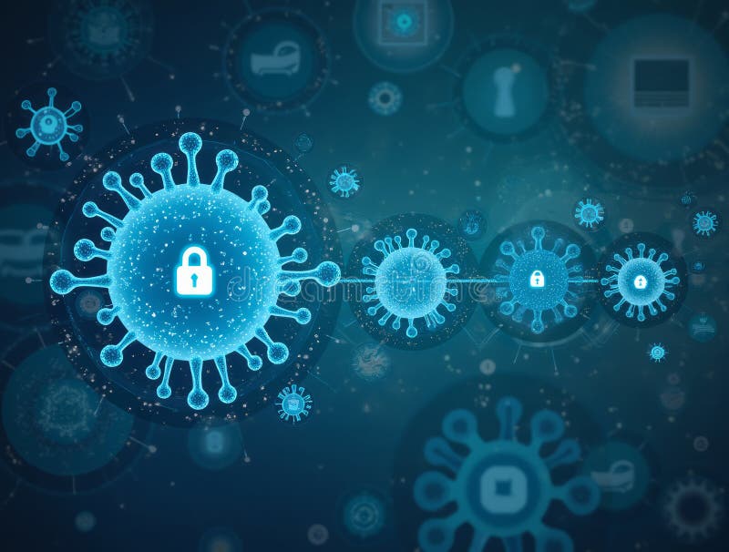 Virus Scan Process with Cybersecurity Elements Stock Image - Image of ...