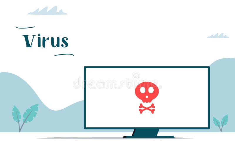 Virus on the Screen Monitor. Malware Caution Concept, Spam Data, Fraud ...