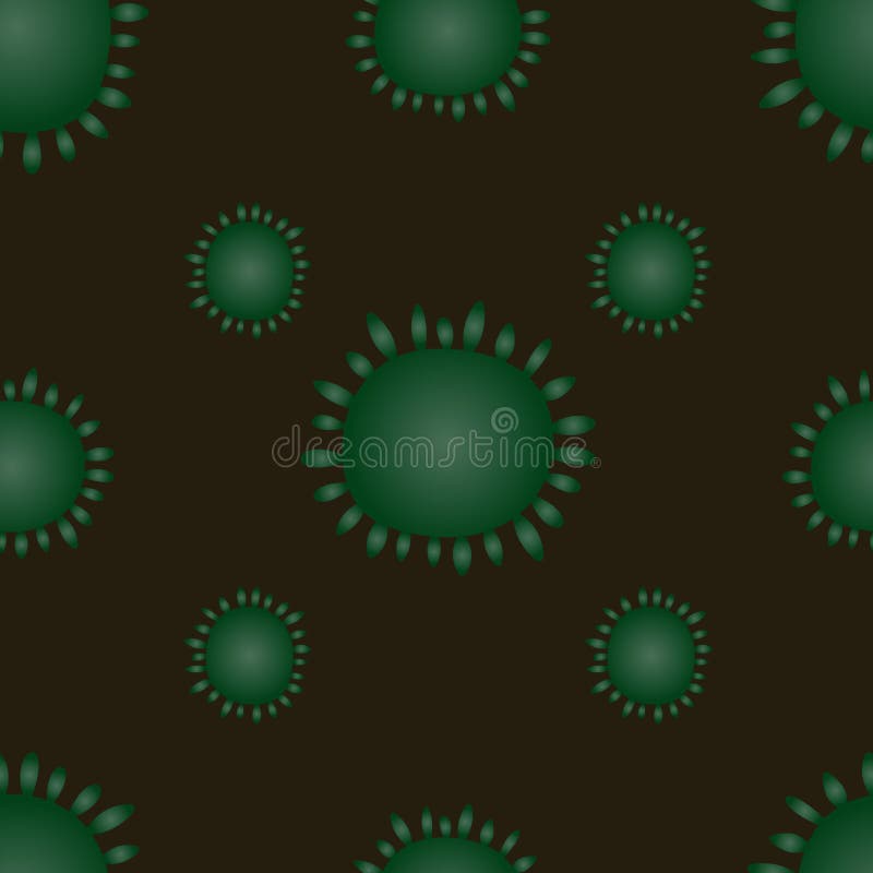 Virus Seamless Pattern, Bacterium of Green Color. on a Green-brown ...