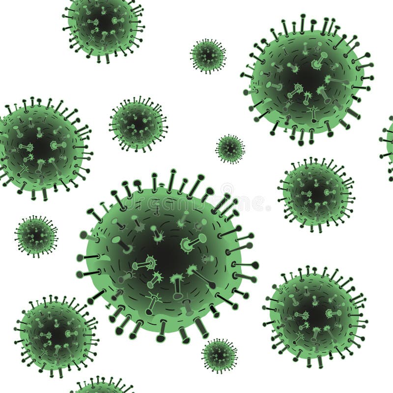 Virus Seamless Pattern in White Background Stock Vector - Illustration ...