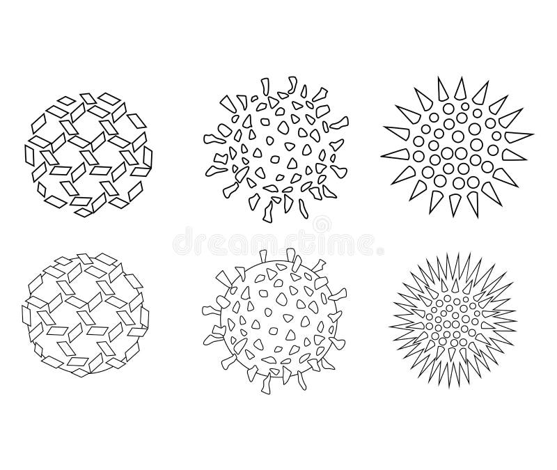 Virus Set, Virus Particle, Sign. Vector Linear Silhouette Illustration ...